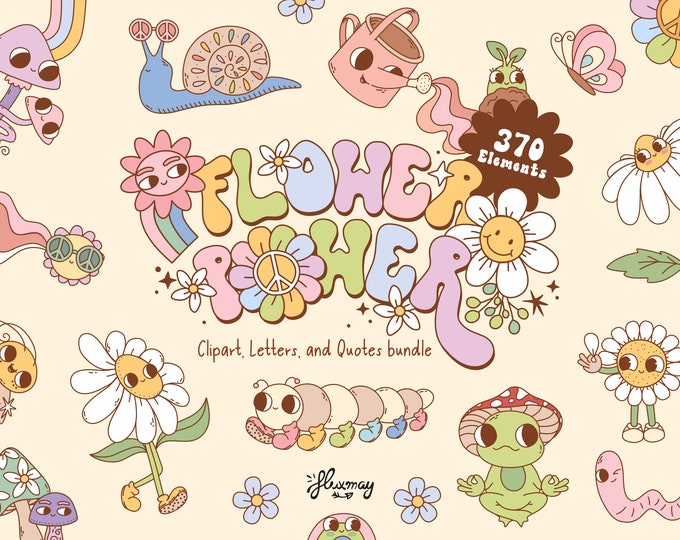 Groovy Retro Clip Art SVGS, Pngs, EPS, AI Files, Mellow Vibes Flower ...