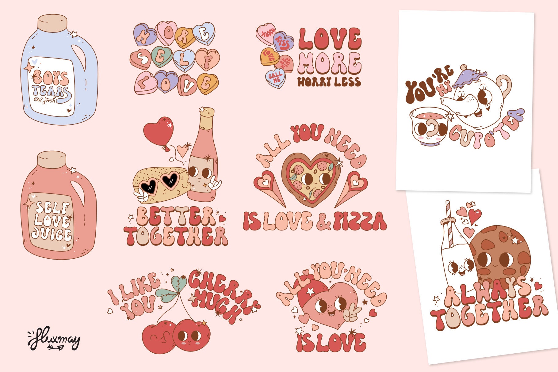 Retro Groovy Valentine Huge Sublimatiom Bundle Cute Clipart - Etsy