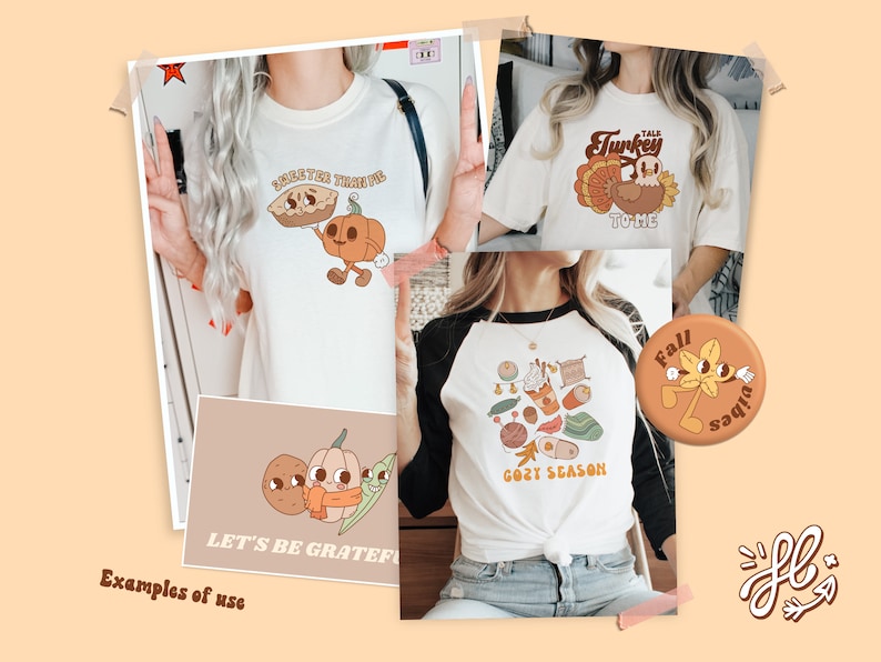 Groovy Retro Thanksgiving Day Clipart Bundle, Groovy Retro Fall ...