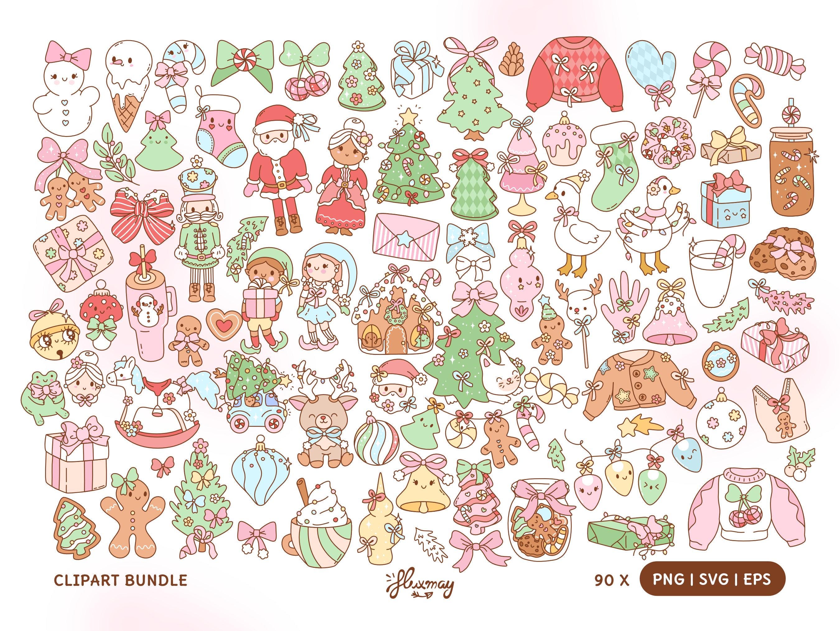 Preppy Coquette Christmas Clipart Bundle. Messy Coquette Christmas ...
