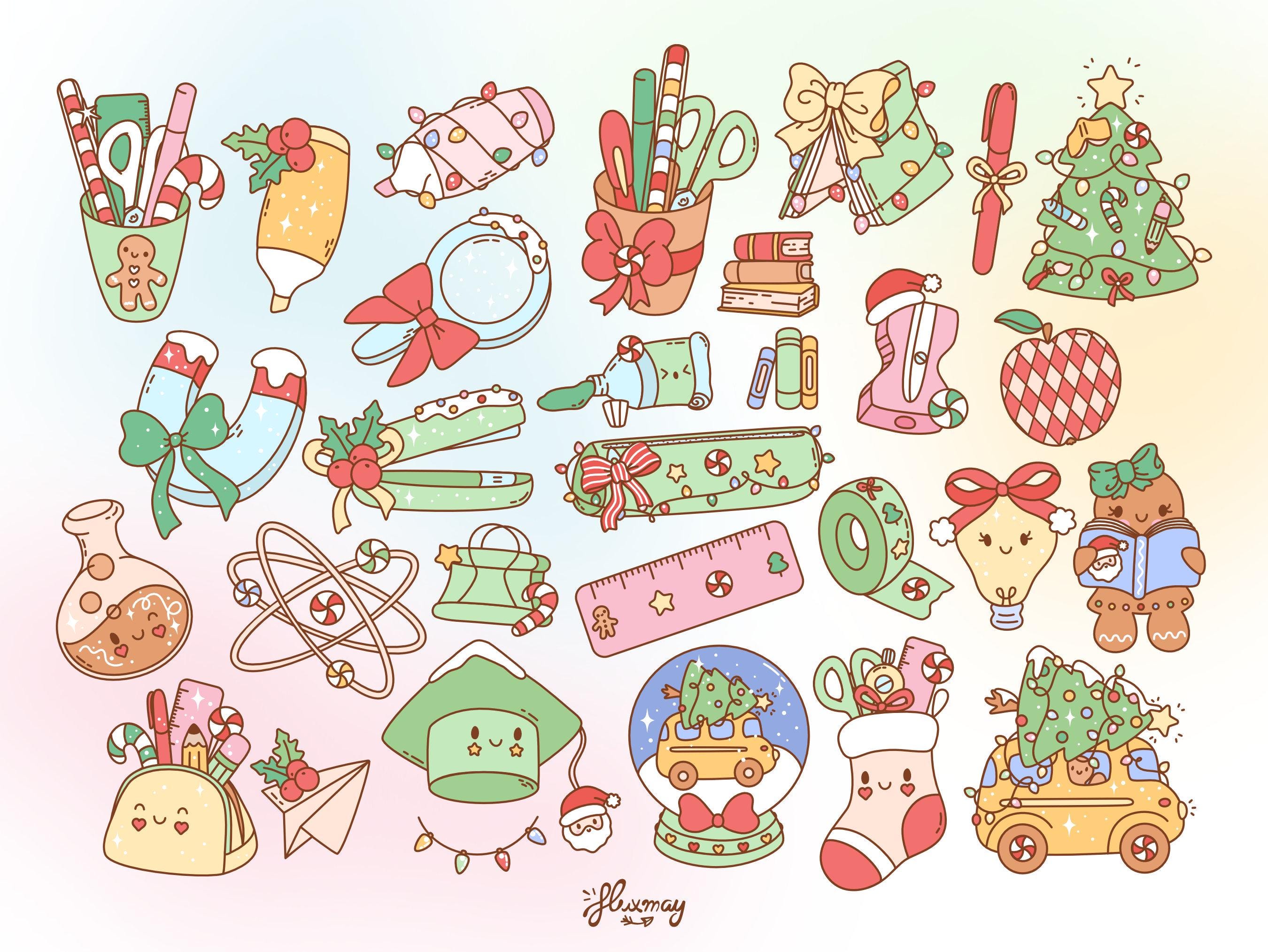 Cute School Christmas Clipart Bundle. for Custom Teacher Gift ...