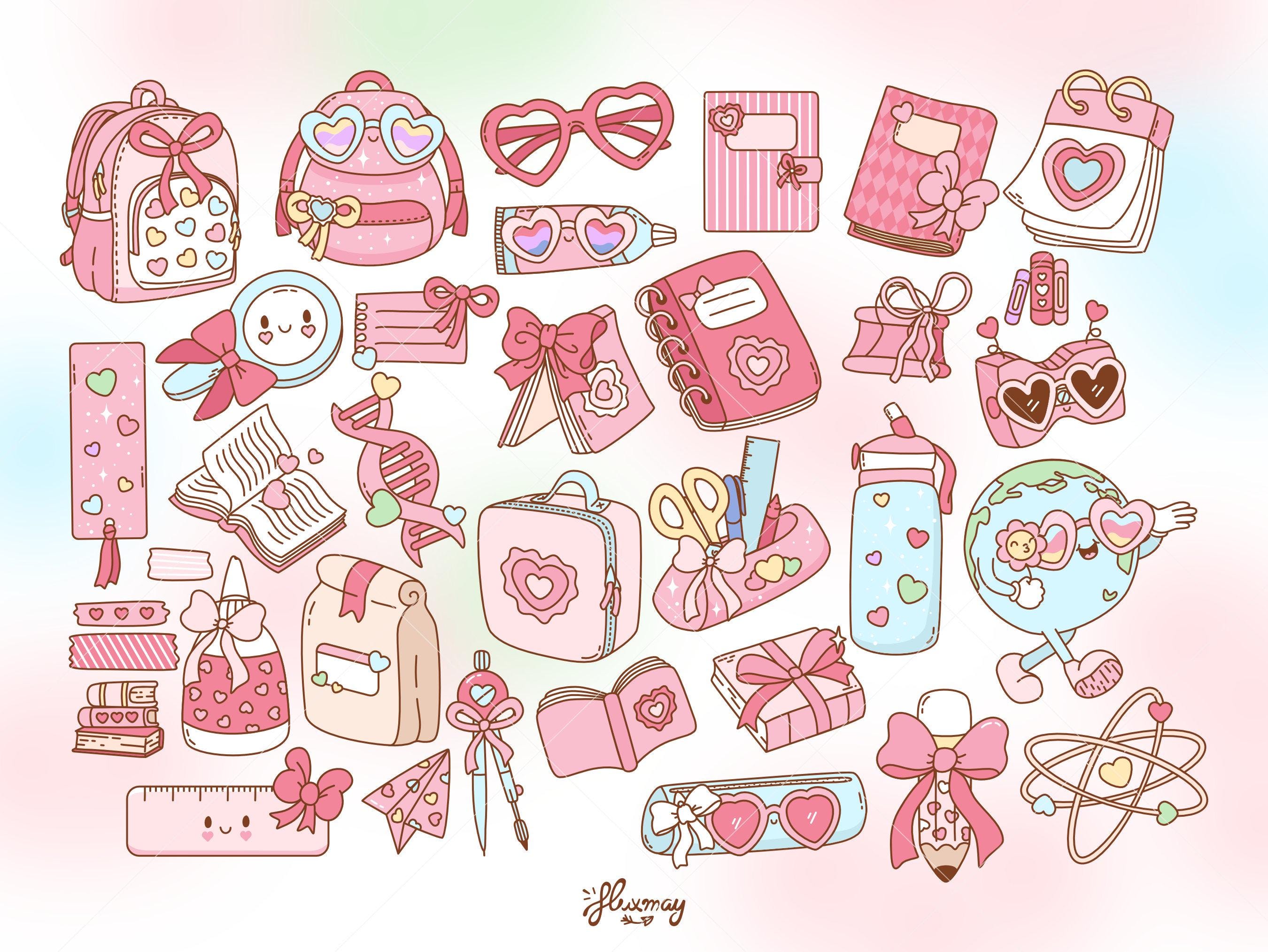School Valentine Clipart Bundle | School Supplies Valentine's Day for ...