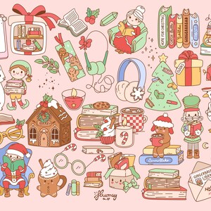 Bookish Christmas Clipart Bundle: Cozy Holiday Library. Files for Book ...