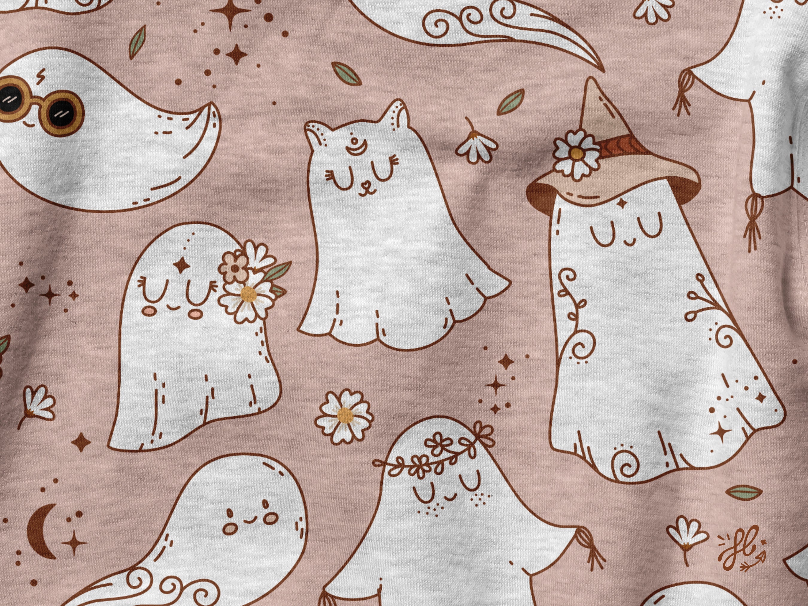 Groovy Halloween Pattern With Ghouls, Wizard Ghosts Seamless Digital ...