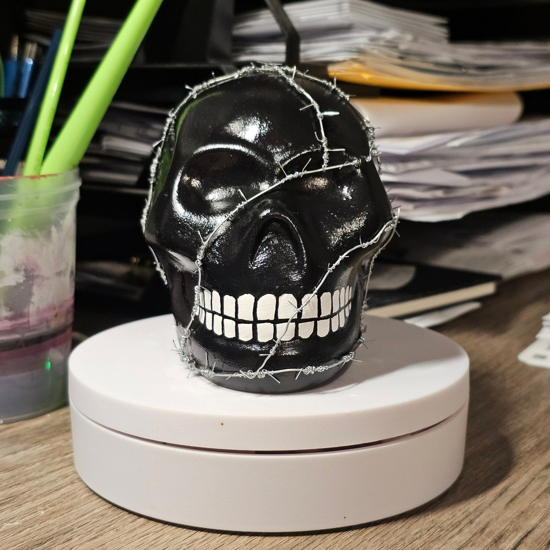 Barb Wire Ceramic Skull - Etsy