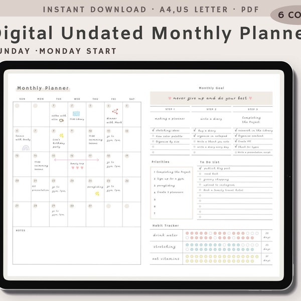 Monthly Checklist Goodnotes Template - Etsy
