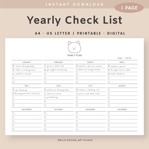 Yearly to Do List Printable Landscape, Yearly Tasks, Minimalist Yearly ...