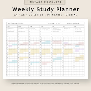 Simple Weekly Schedule Planner Printable Study Schedule - Etsy Australia