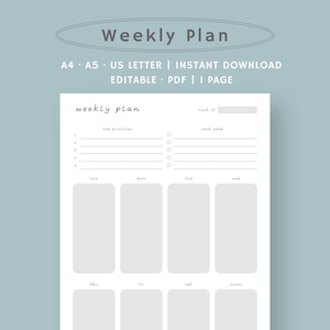 Vertical Weekly Planner Printable | Weekly Organizer | Undated Weekly ...