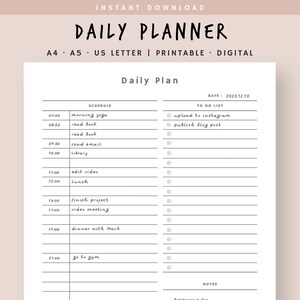 Minimalist Daily Planner | Undated Daily Planner Inserts | Daily to Do ...