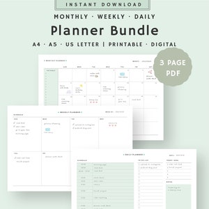 Landscape Planner Bundle Printable, Weekly Planner, Monthly Planner ...