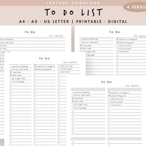 Simple Tasks List Template Printable Minimal to Do List to Do List ...
