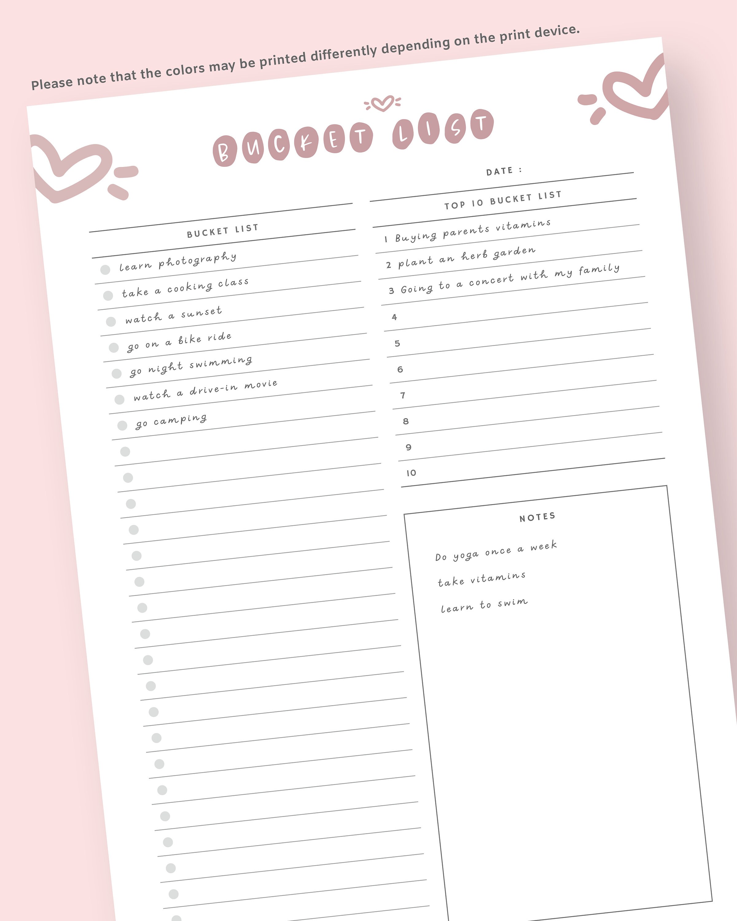 Digital Bucket List | Bucket List for iPad and Goodnotes | Bucket List ...
