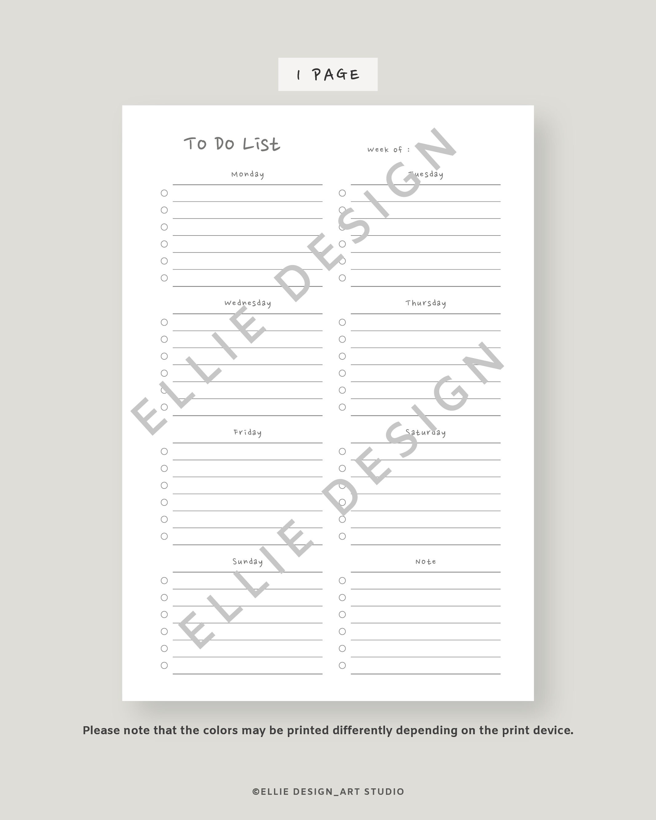 Weekly to Do List Printable, Weekly Task List Template, Minimal Weekly ...