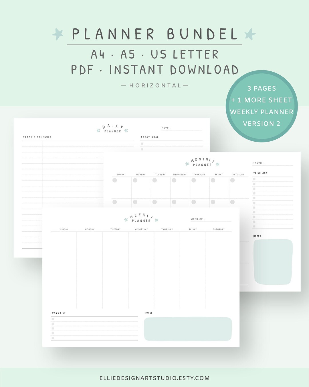 Planner Bundle | Daily Planner, Weekly Planner, Monthly Planner ...