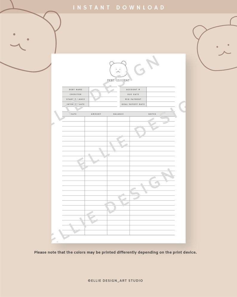 Debt Payment Tracker Printable, Money Organizer, Debt Payoff Log ...