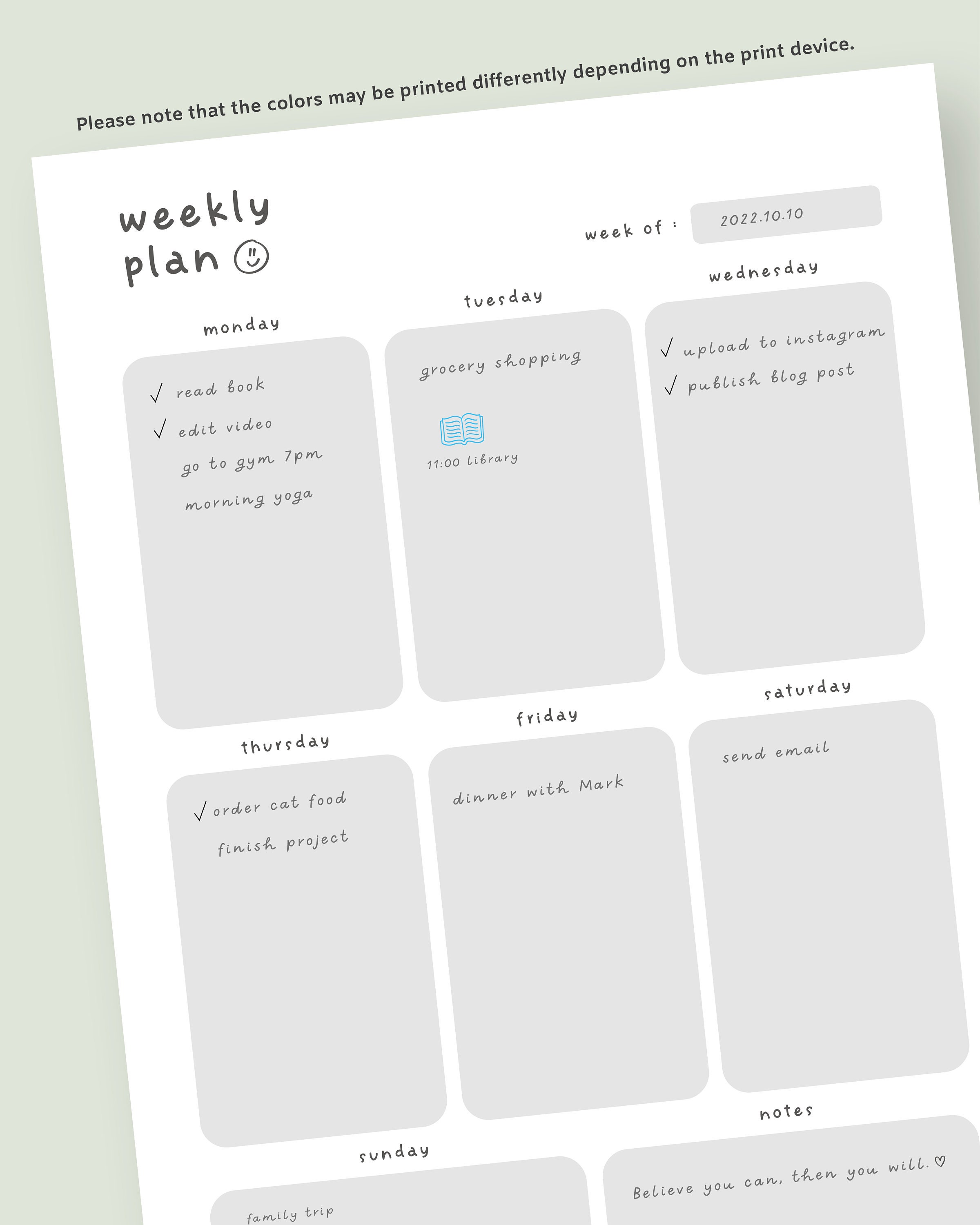 Editable Weekly Planner Weekly Planner Digital Minimalist Weekly ...