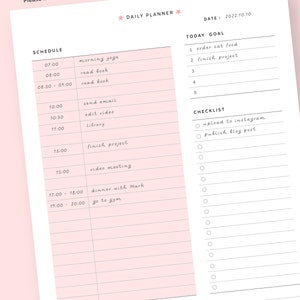 Daily Planner Printable, Daily to Do List, Daily Planner Digital, Daily ...