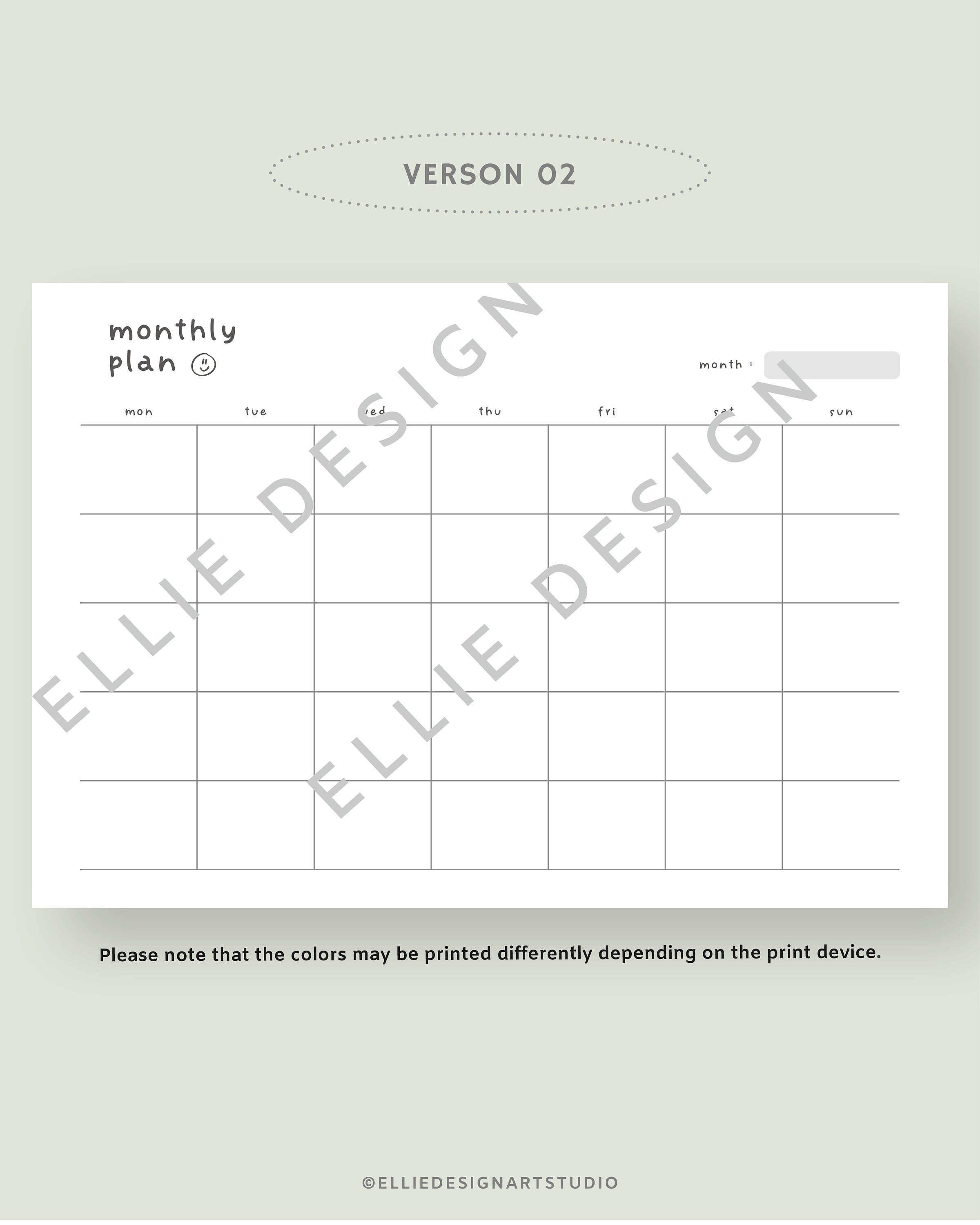 Minimalist Calendar Template | Undated Digital Planner Printable ...