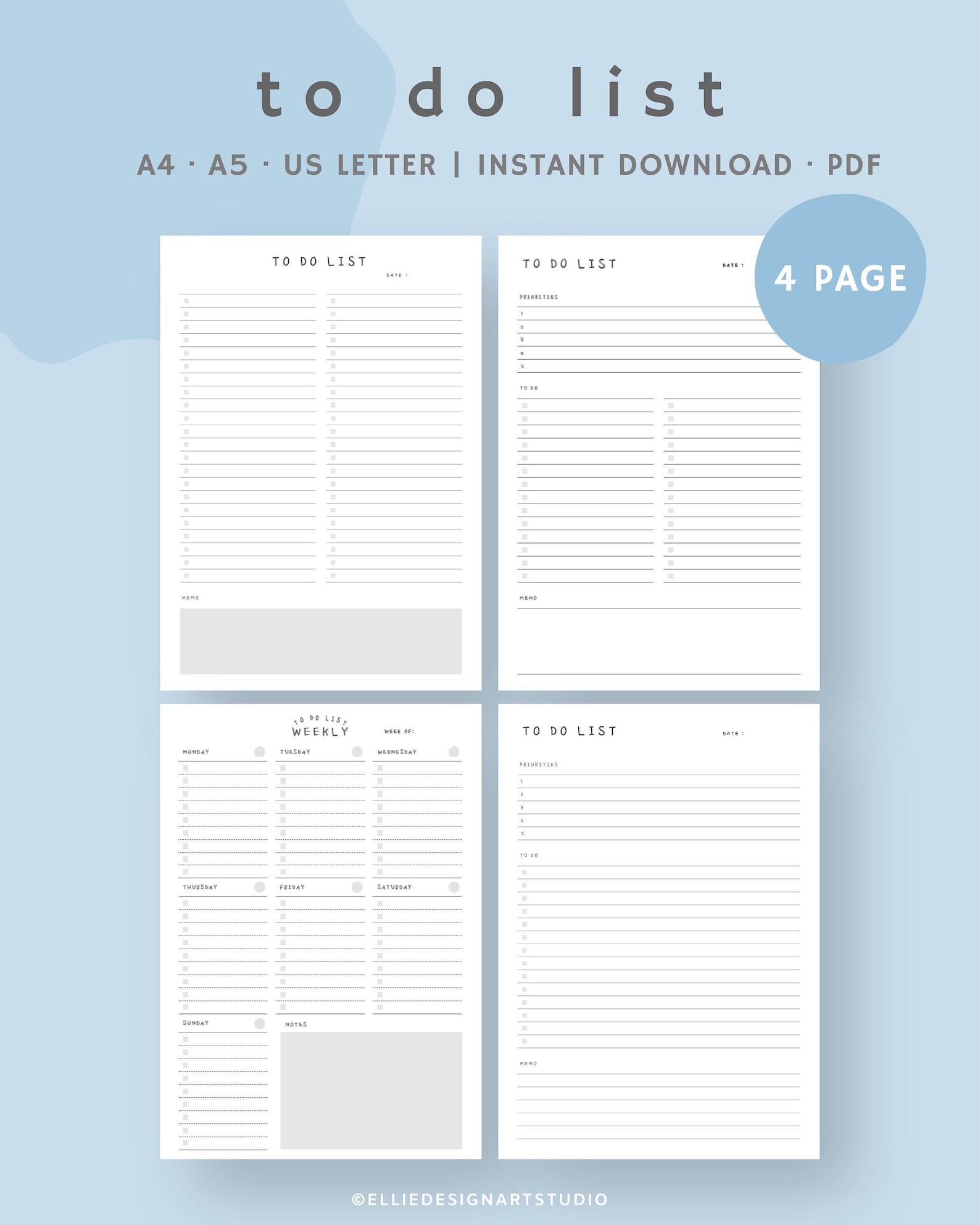 To Do Lists Kit | to Do List Planner Page | Printable to Do List Weekly ...