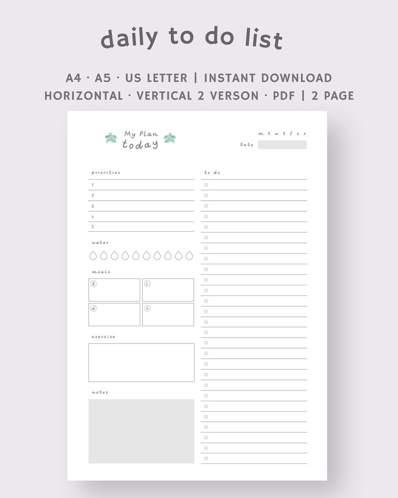 Daily to Do Lists Printable Watercolor to Do List Floral to Do List ...