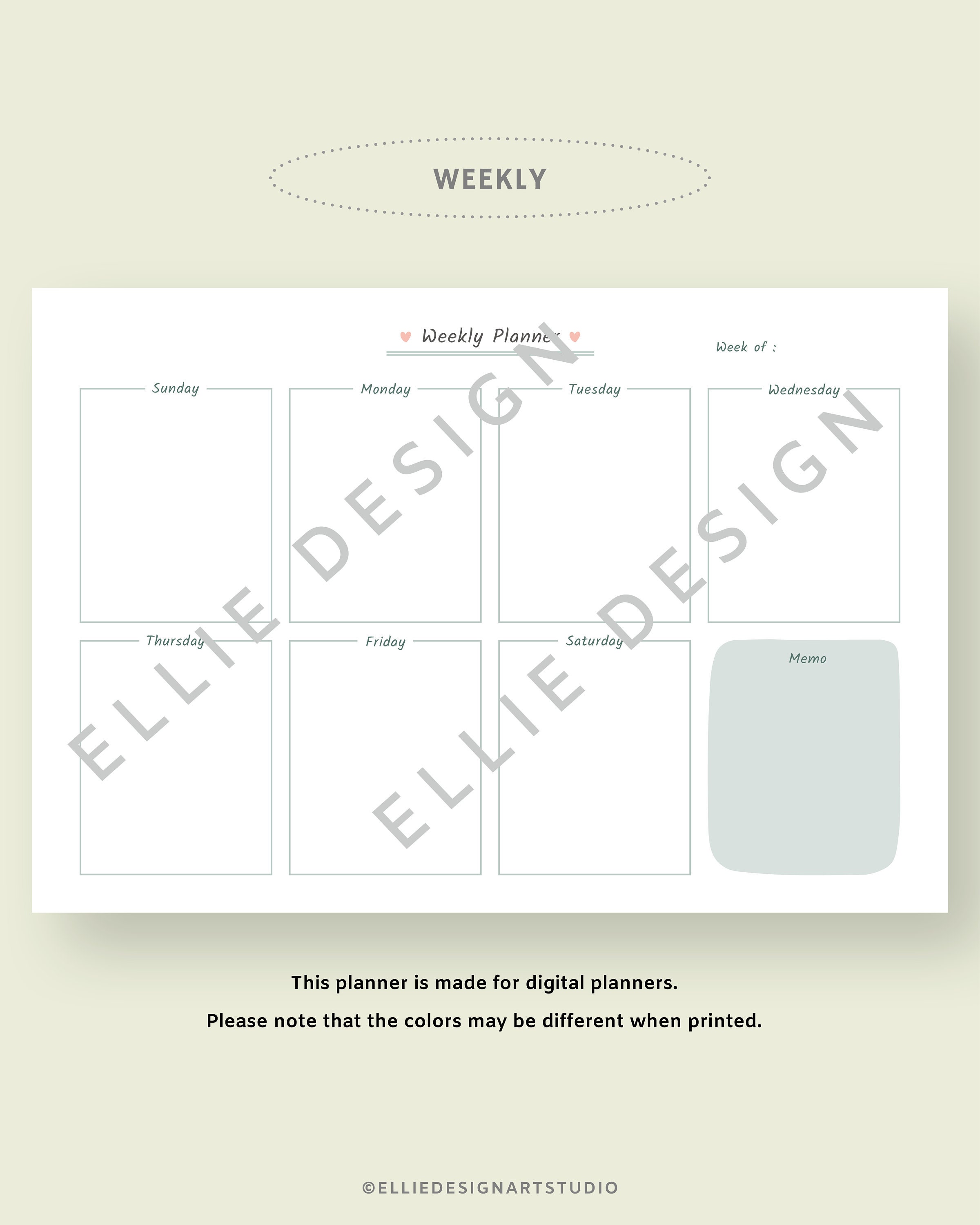Weekly Digital Planner | Weekly Planner Goodnotes Template | Undated ...