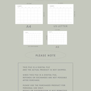 Blank Monthly Calendar | Printable Calendar | Minimalist Calendar ...