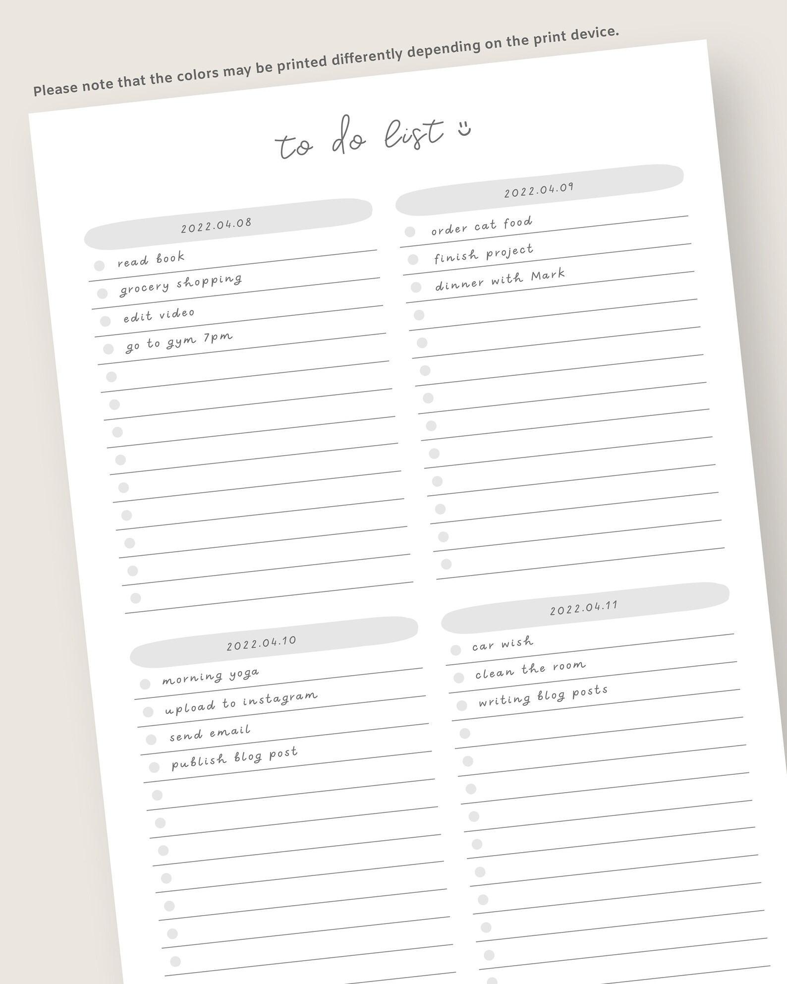 Blank Checklist Planner Printable | to Do List Planner | Minimalist ...