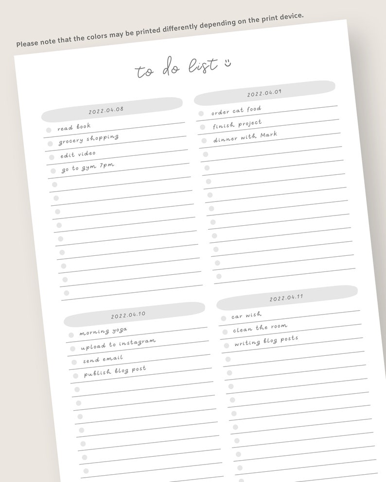 Blank Checklist Planner Printable | to Do List Planner | Minimalist ...