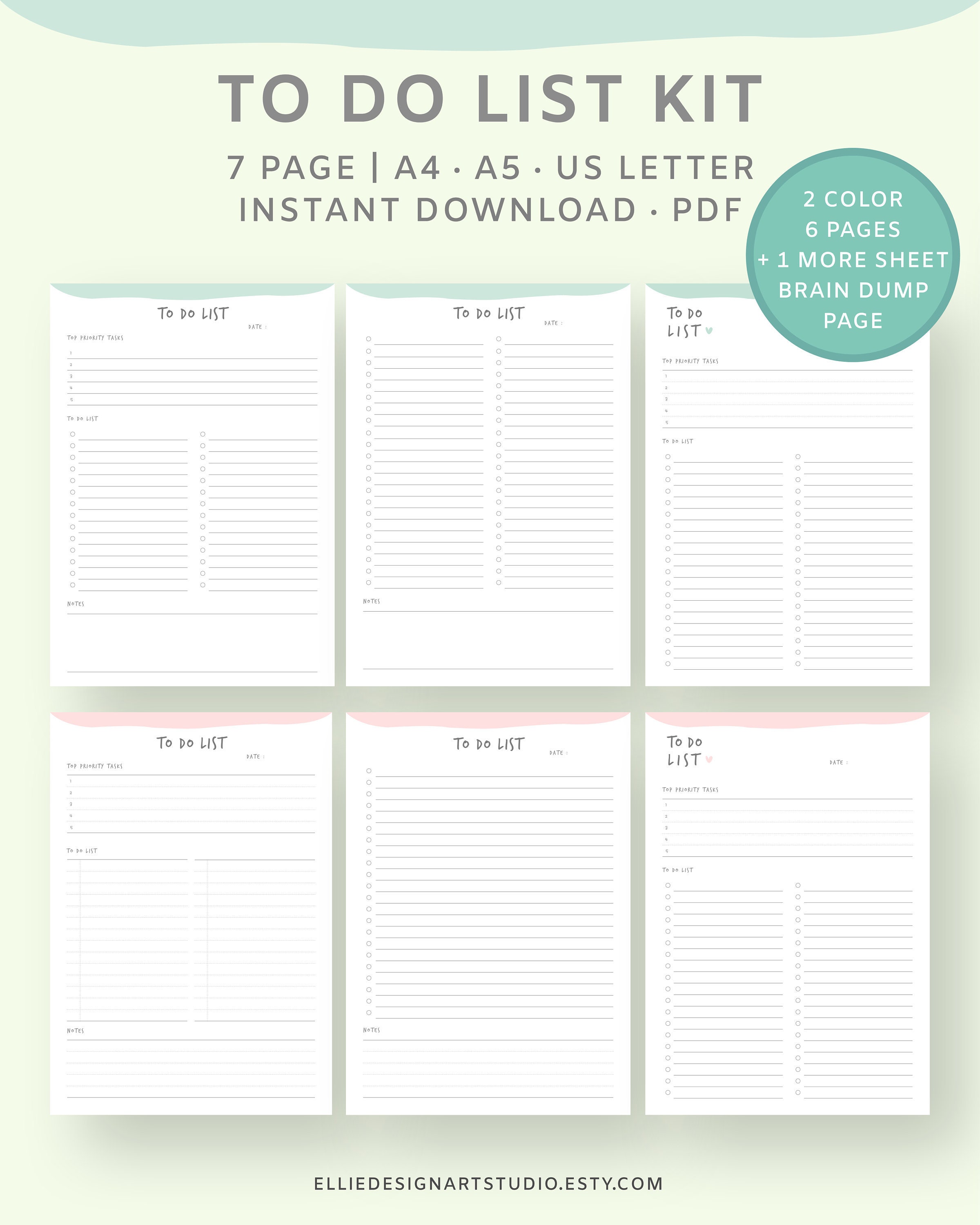 To Do Lists Set to Do List Planner Page Printable to Do - Etsy