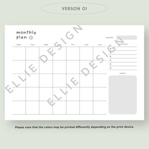 Minimalist Calendar Template | Undated Digital Planner Printable ...