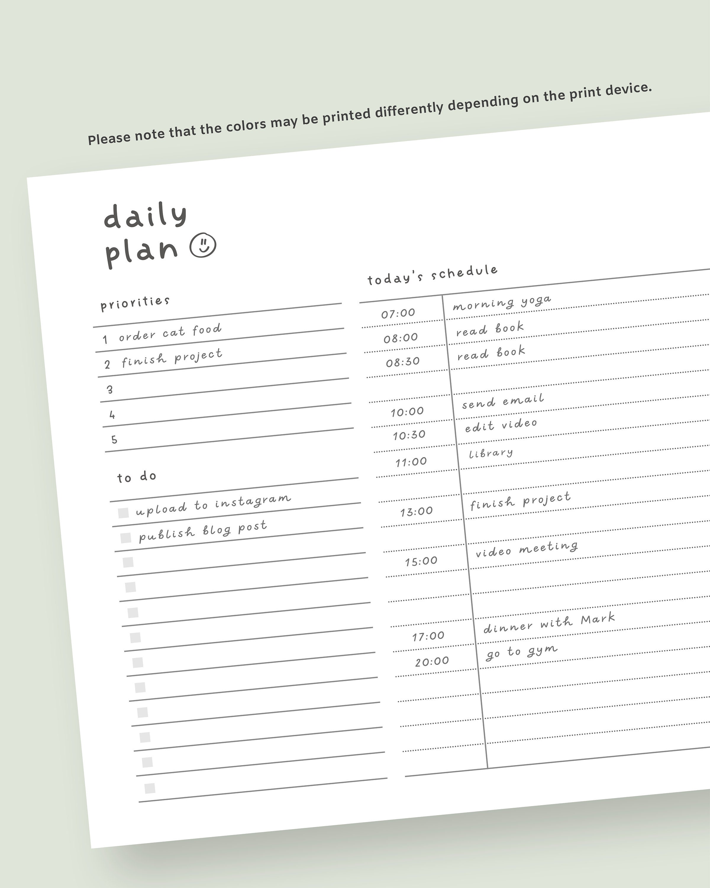 Minimalist Daily Planner Printable | Digital Daily Planner | Daily to ...