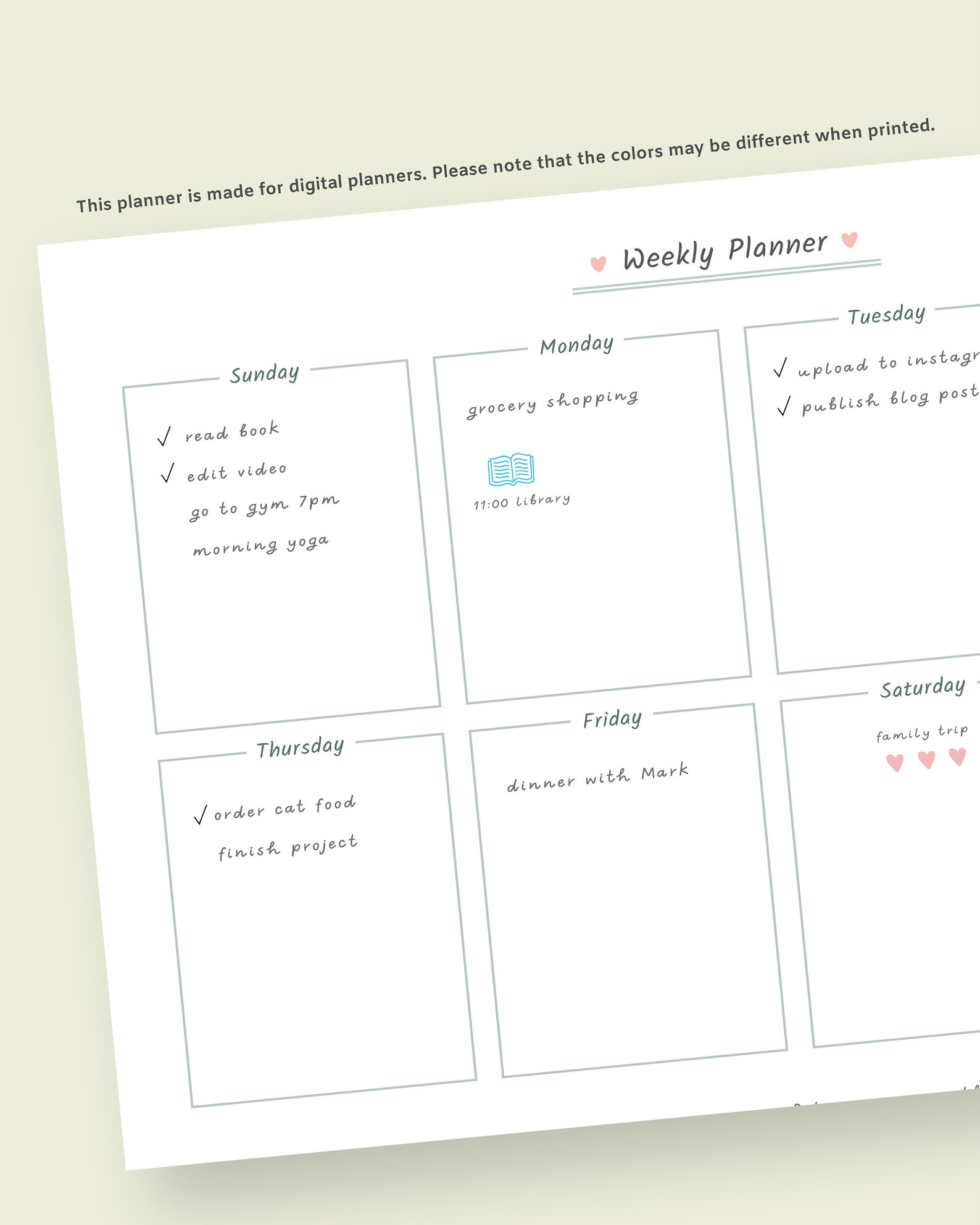 Weekly Digital Planner | Weekly Planner Goodnotes Template | Undated ...