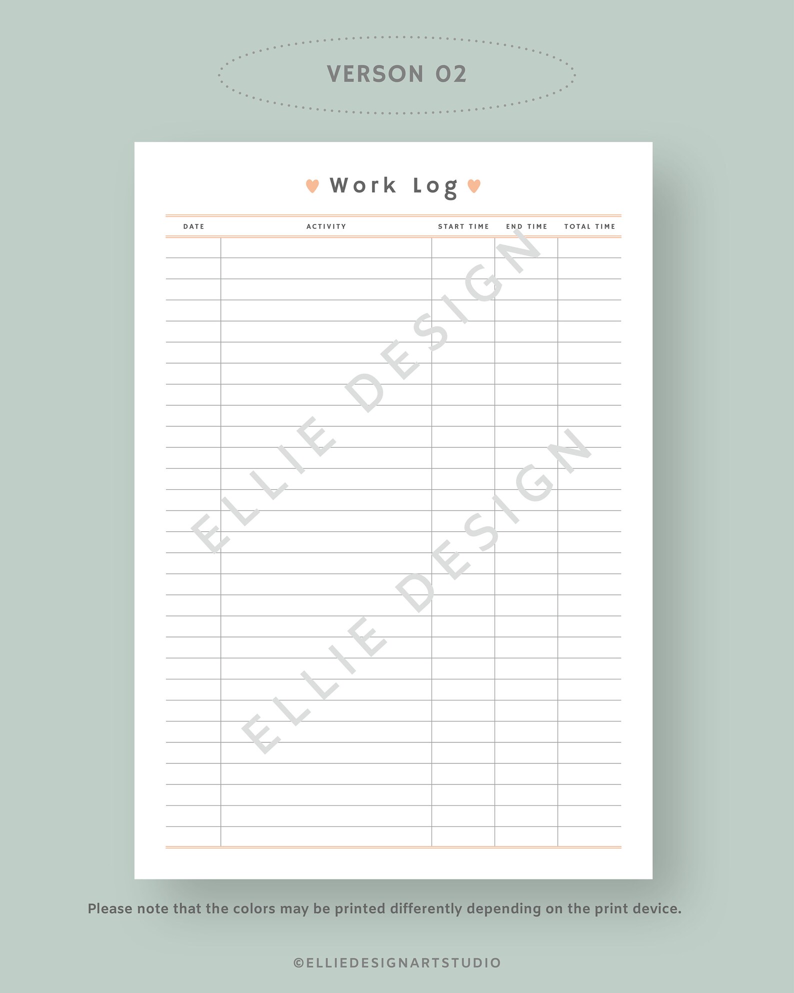 Digital Work Log Work Log Printable Time Spent Tracker - Etsy
