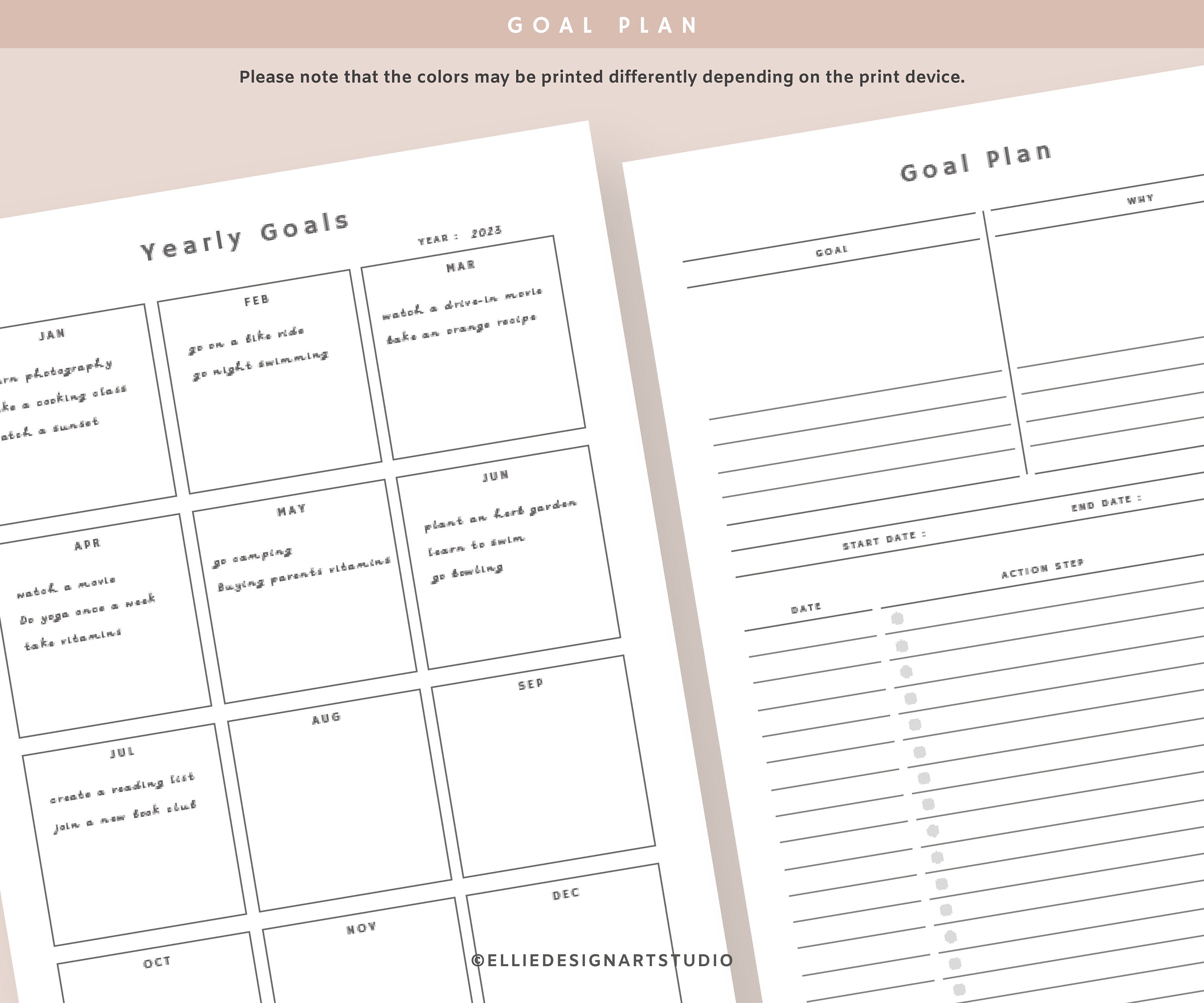 Goal Planner Printable, Goal Progress, Yearly Goals, Life Goals Planner ...