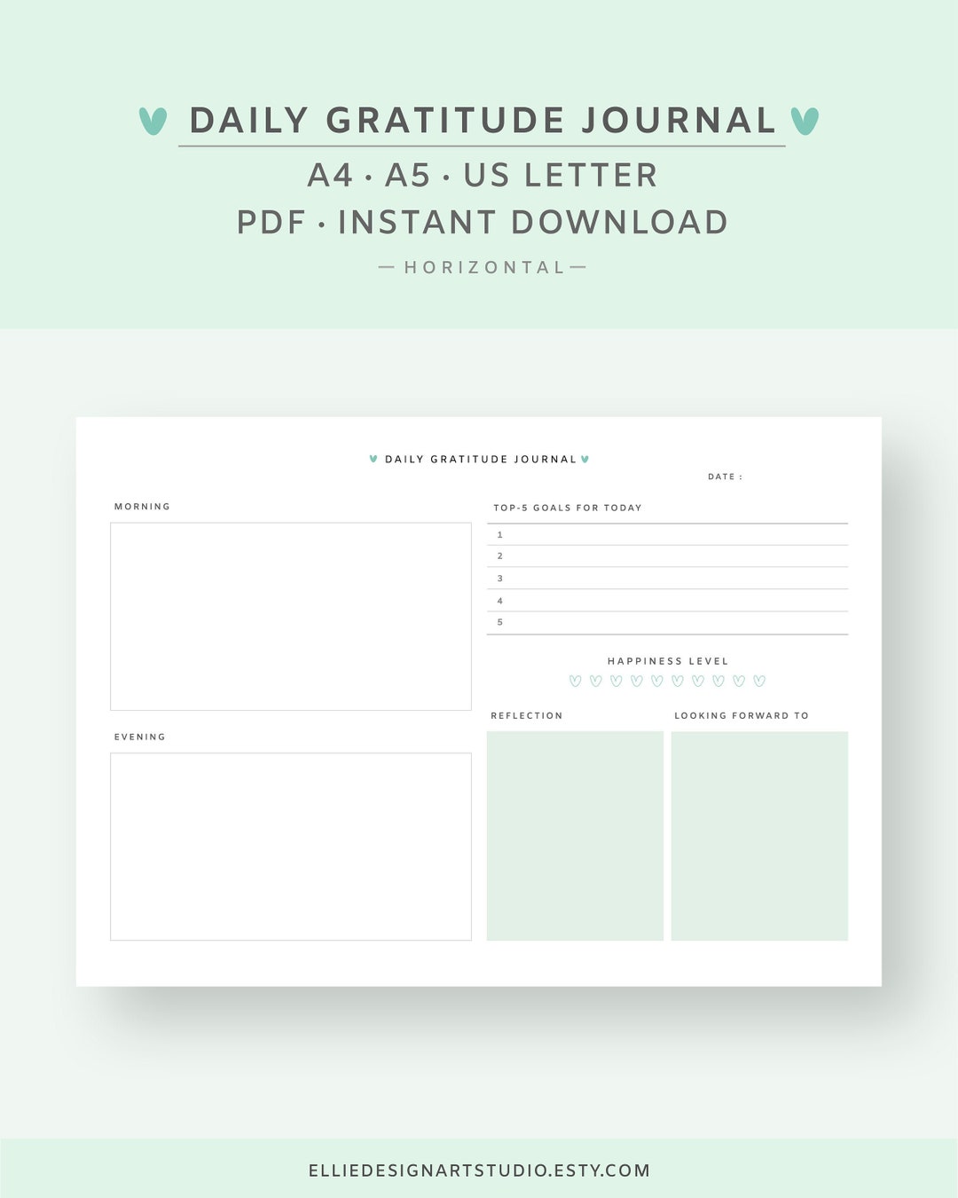 Daily Gratitude Journal Template | Gratitude Printable | Gratitude ...