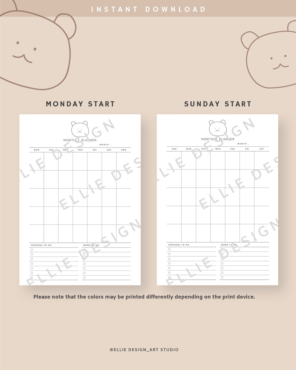 Work From Home Monthly Planner Printable, Monthly Agenda, Monthly to Do ...
