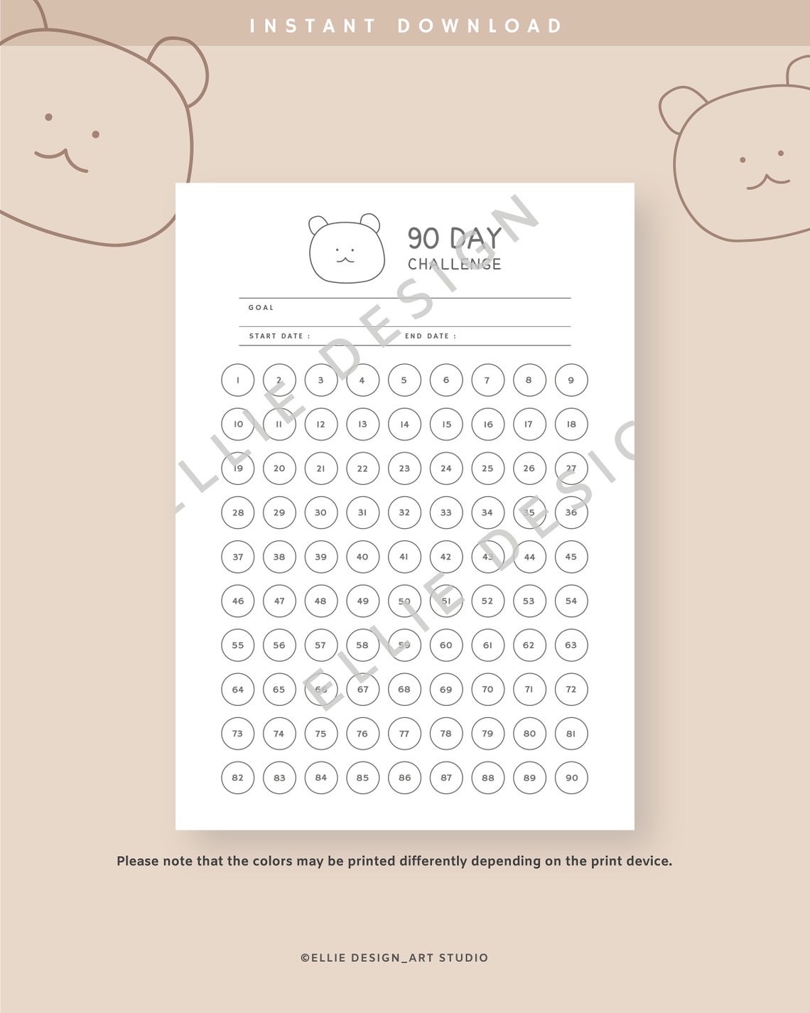 90 Day Challenge Tracker Printable, Goal Setting, Progress Tracker, 90 ...