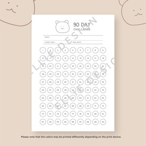 90 Day Challenge Tracker Printable, Goal Setting, Progress Tracker, 90 ...
