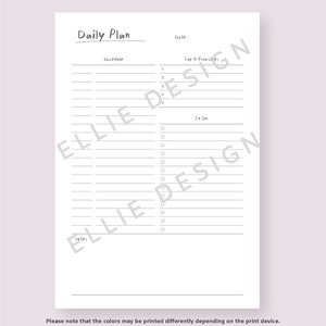 Minimalist Daily Planner Printable, Undated Daily Planner Inserts ...