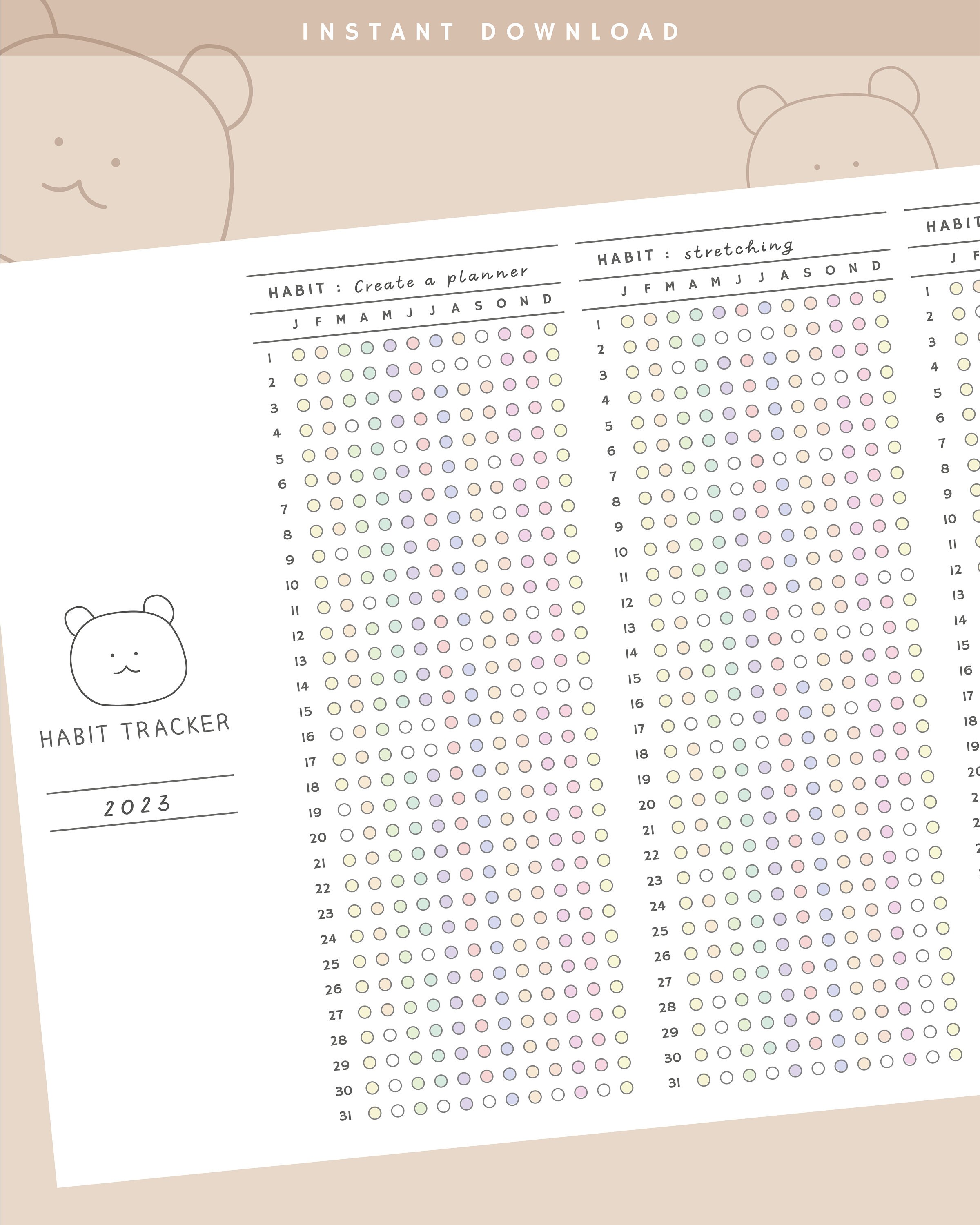 Yearly Habit Tracker Template, Habit Tracker Landscape, Habit Challenge ...