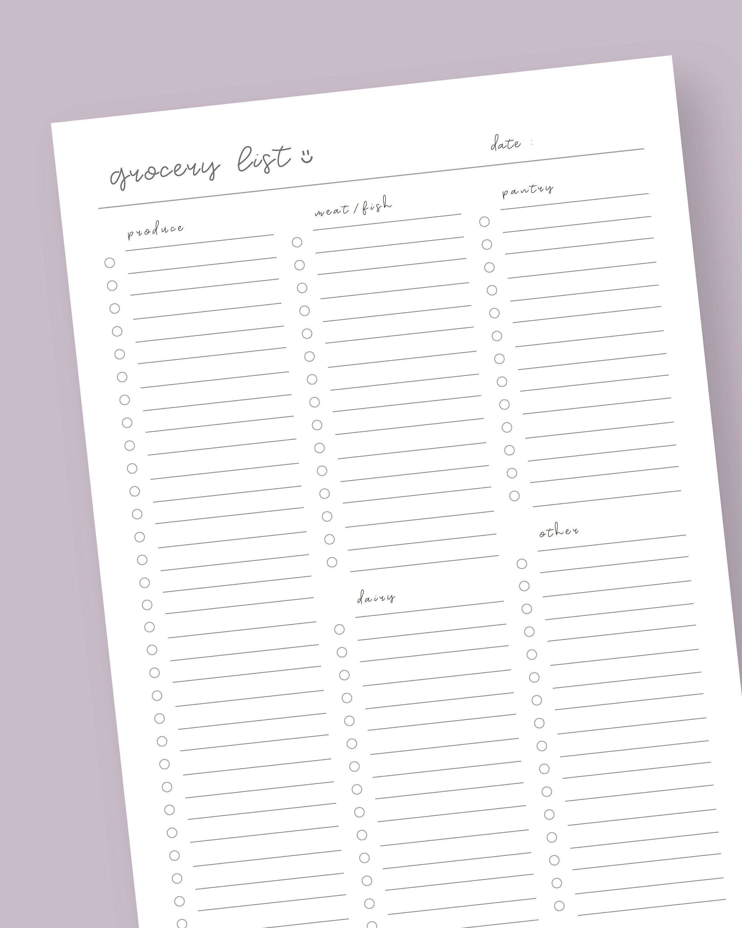 Printable Grocery List | Grocery Planner | Grocery Template | Category ...