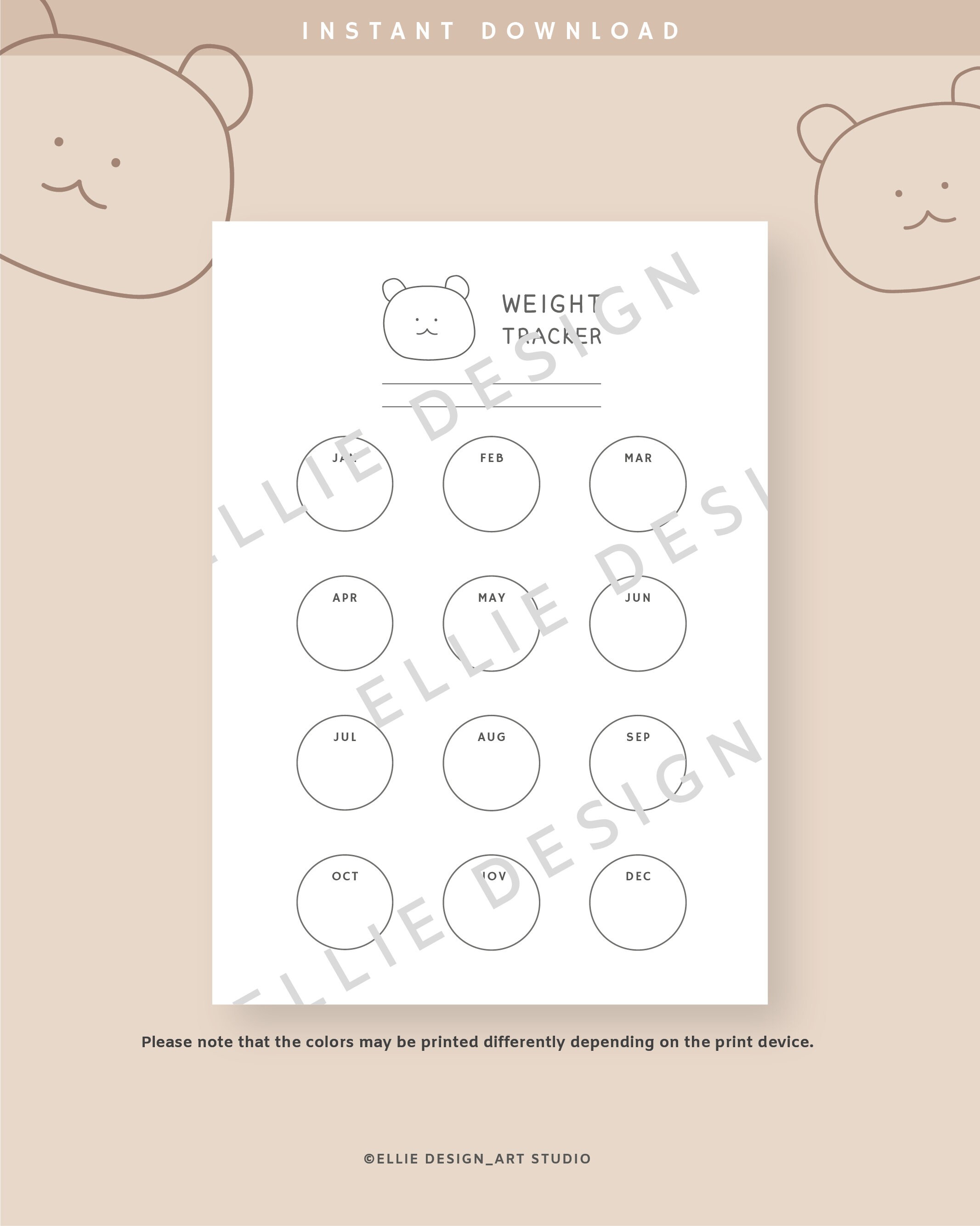 Weight Loss Tracker Printable, Weight Loss Journal, Weight Goal Tracker ...