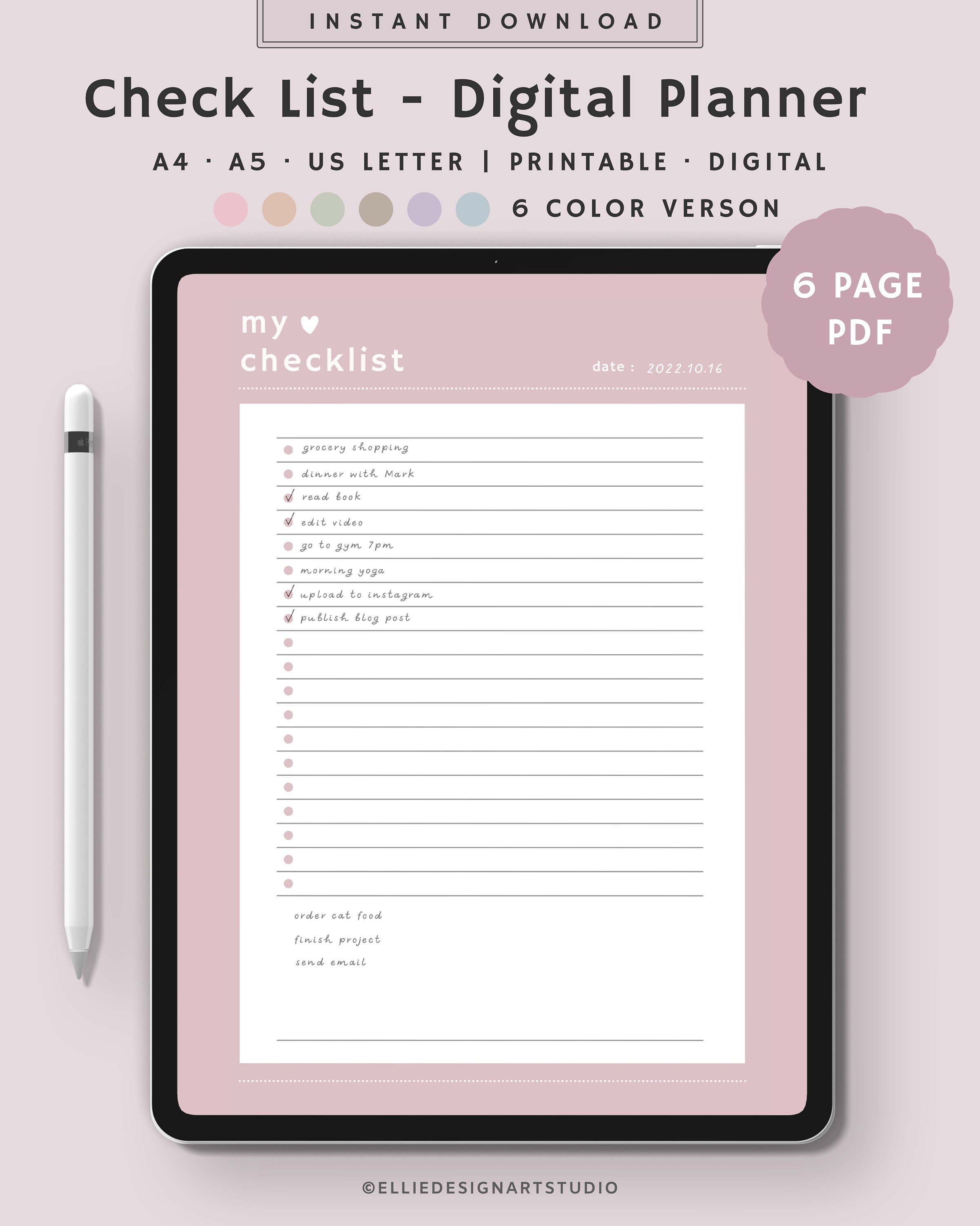 Digital Simple Tasks List Template Minimalist to Do List to Do Lists to ...