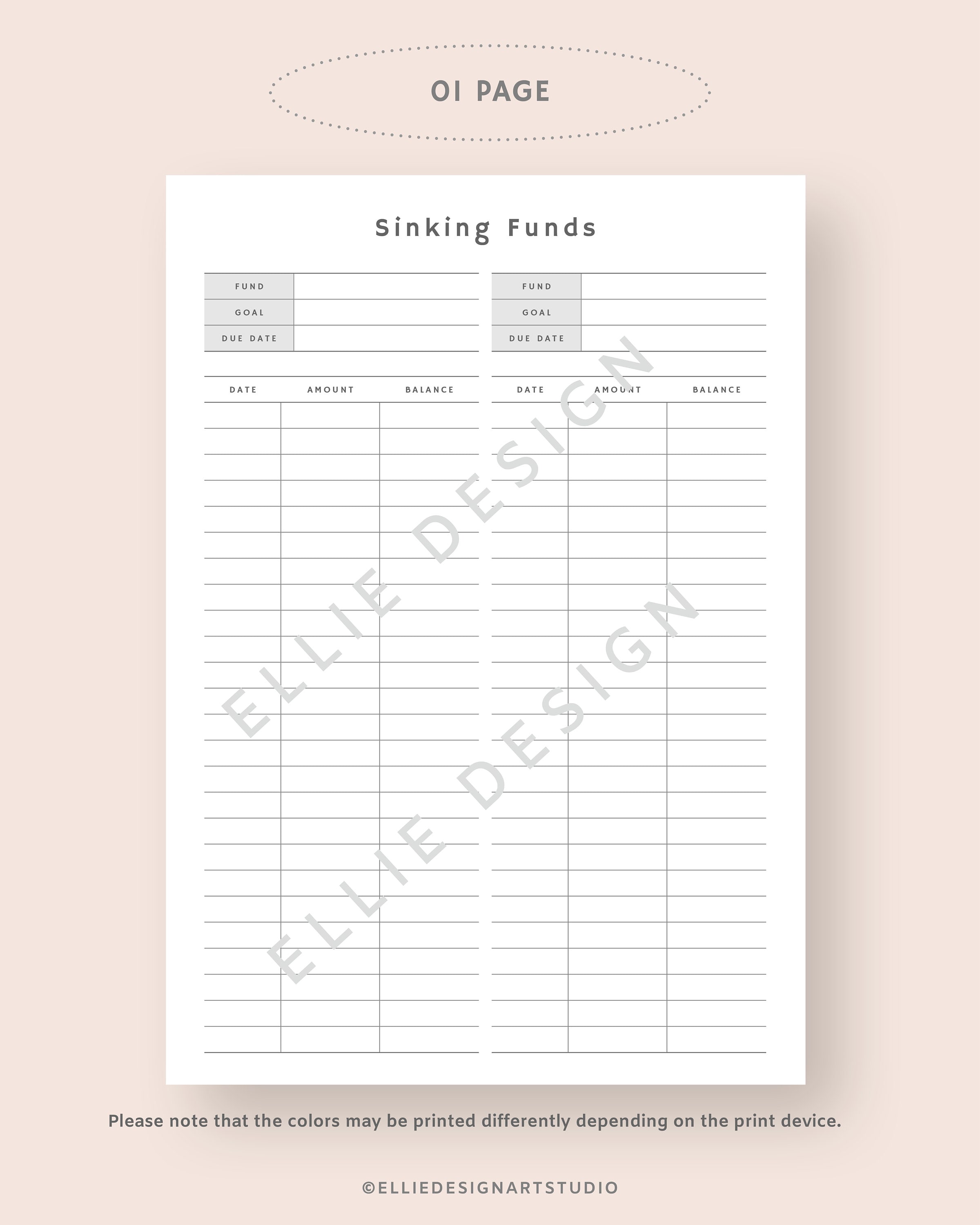 Sinking Funds Tracker Sinking Funds List Savings Log Savings Recorder ...