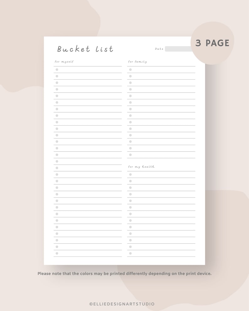 Bucket List Printable | Bucket Checklist | Bucket List Template ...