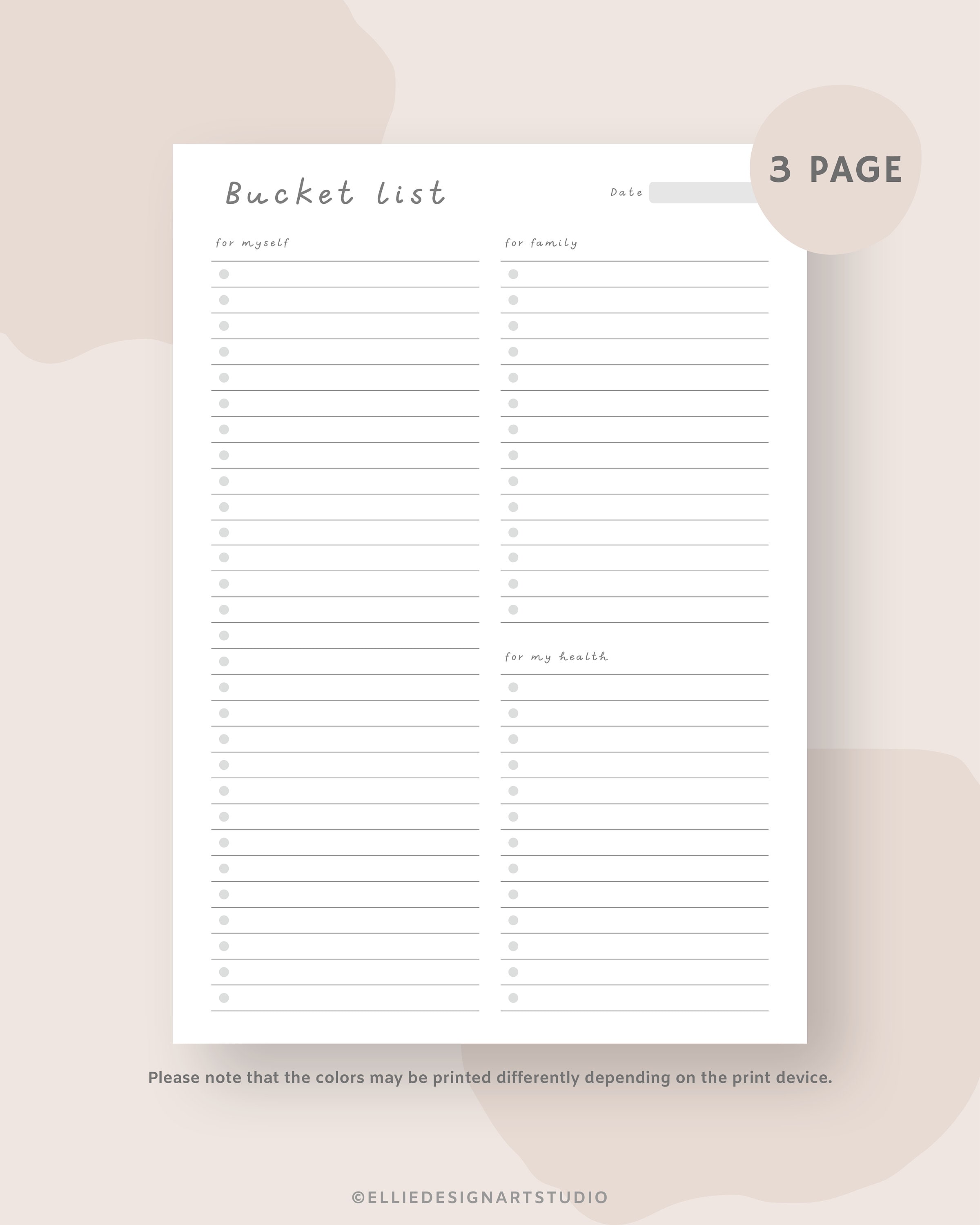 Bucket List Printable | Bucket Checklist | Bucket List Template ...