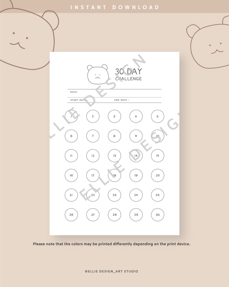 30 Day Challenge Tracker Printable, Goal Setting, Progress Tracker, 30 ...
