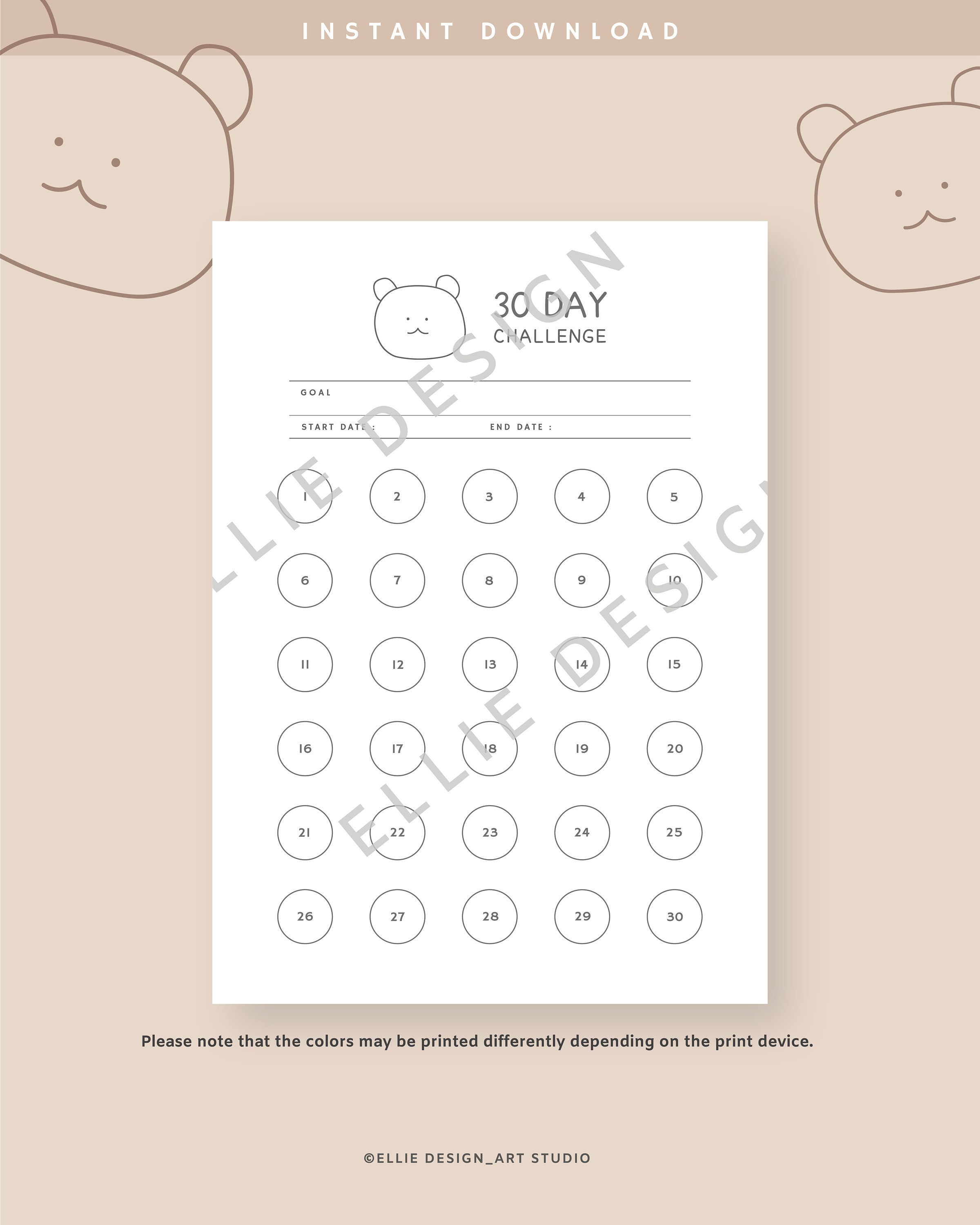 30 Day Challenge Tracker Printable, Goal Setting, Progress Tracker, 30 ...