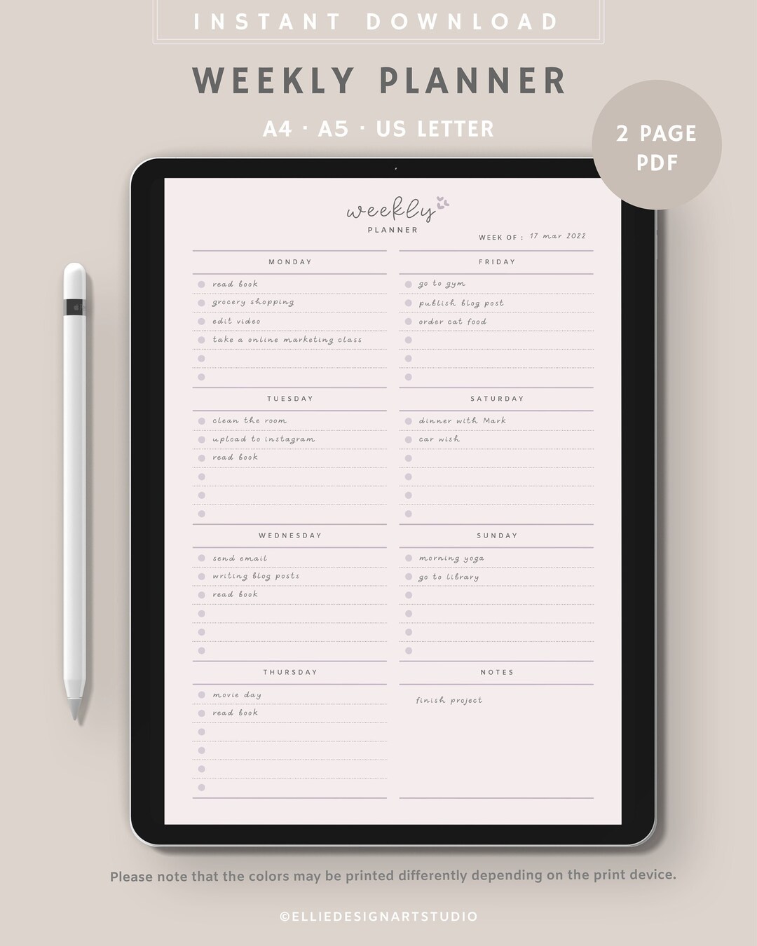 Weekly to Do Lists Printable | Weekly Checklist | Simple to Do List ...